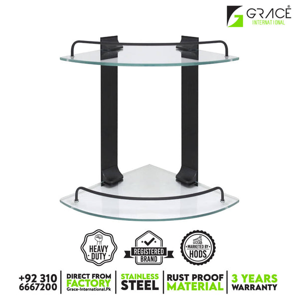 Corner Glass Shelf 2 Tier/ Layer - Chrome - Bathroom Shelf/Home Shelf ...